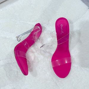 Shoes | Hot Pink Clear Heels | Poshmark